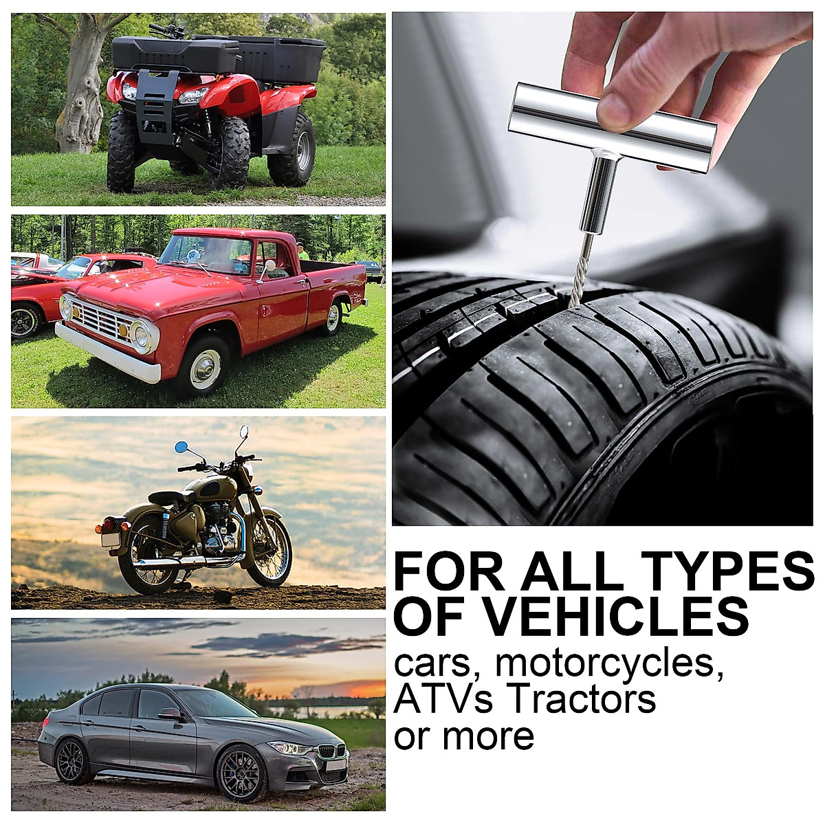 SINGARO Tire Repair Kit with Plugs, 68PCS Tire Plug Kit Heavy Duty Professional for Car, Motorcycle, Jeep, Truck, Tractor Flat Tire Puncture Repair