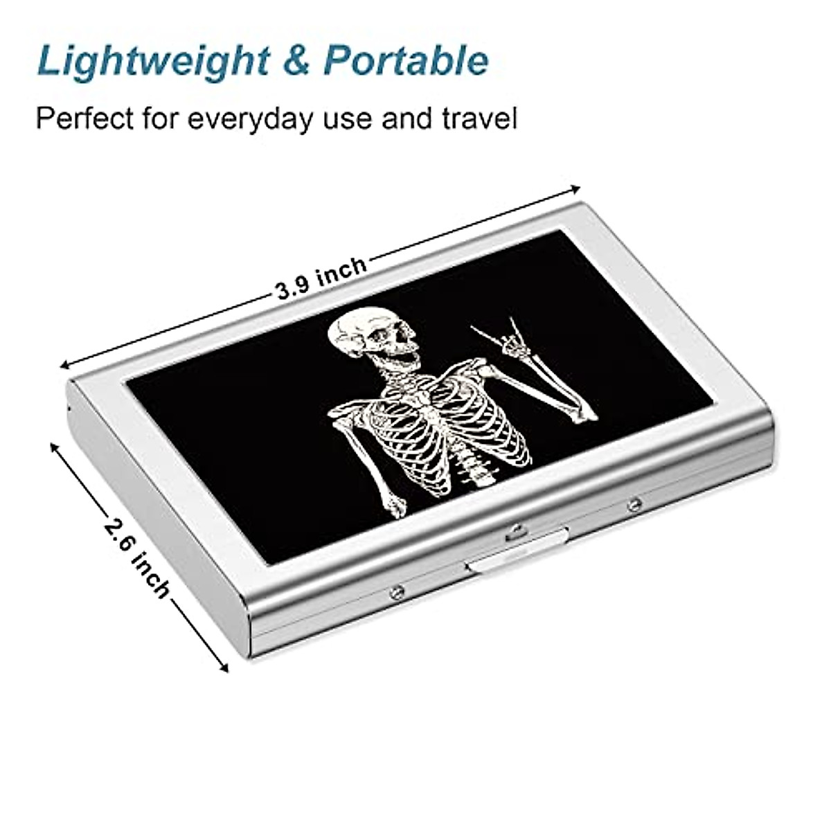 Rouidr Credit Card Holder, Small Slim RFID Credit Card Wallet, Metal Business Case ID Case for Women Men, Skull