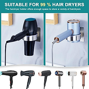 YAYINLI Hair Dryer Holder Wall Mounted, Hair Tool Organizer and Storage, Blow Dryer Holder Wall, Adhesive Hair Dryer Holder, SUS304 Stainless Steel Hairdryer Holder for Bathroom Salon Barber Shops