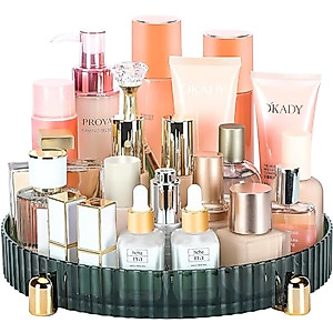 ROWNYEON 360 Rotating Makeup Organizer 1 Tier skincare organizers Bathroom Organizer Perfume Organizer Spinning Cosmetics Organizer for Vanity，Cabinets, Pantry, Fridge, Kitchen