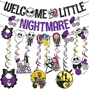 Welcome Little Nightmare Banner Nightmare Before Christmas Baby Shower Hanging Decorations Nightmare Before Christmas Baby Shower Decorations Nightmare Before Christmas Decorations Nightmare Before Christmas Halloween Decorations