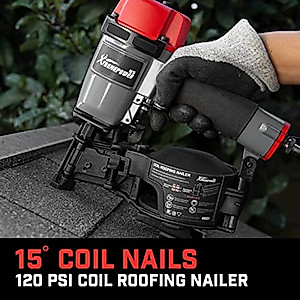 XtremepowerUS Coil Siding Roofing Nailer, Pneumatic Roofing Nails from 7/8" up to 1-3/4", 16 Degree Magazine Patio Roofing Nail Gun