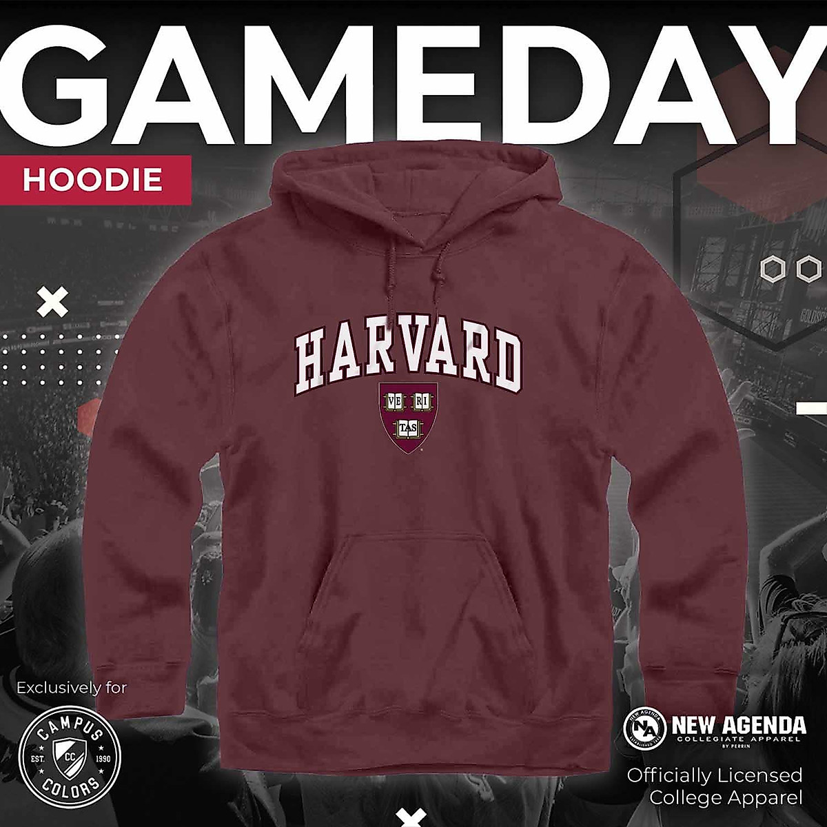 Campus ColorsCampus Colors Adult Arch & Logo Soft Style Gameday Hooded Sweatshirt (Harvard Crimson - Red, Large)