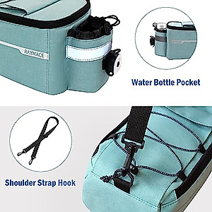 RAYMACE Bike Trunk Cooler Bag With Tail Light,Bicycle Rear Rack Bag Insulated Storage 8L,Pannier Bag (Viridian Green)