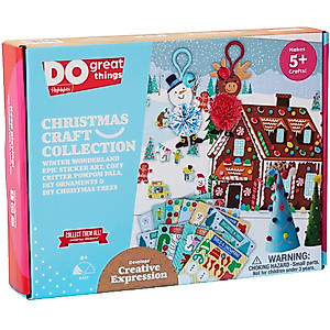 Highlights for Children Christmas Craft Kit for Kids, 5 Holiday Crafts in 1, Create a Jumbo Winter Wonderland Sticker Art Poster, Mini Christmas Trees, Ornaments, and Pom Pom Pals, Ages 6+
