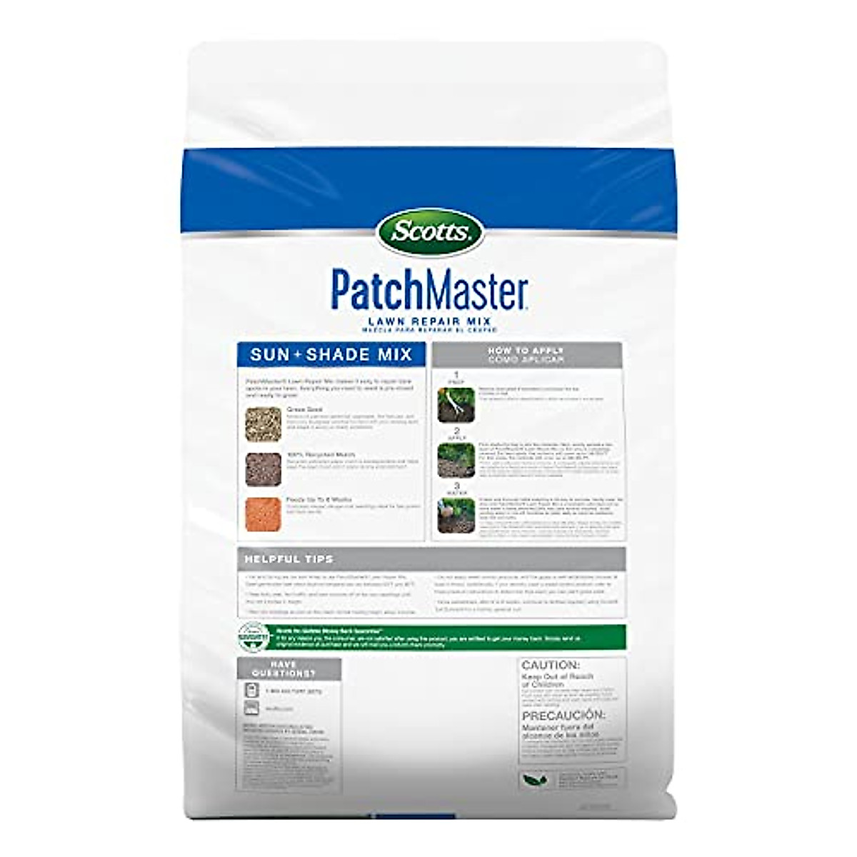 Scotts PatchMaster Lawn Repair Mix Sun + Shade Mix, Combination Grass Seed, Fertilizer, and Mulch, 10 lbs.