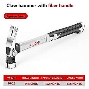 OUDISI Claw Hammer, Frame Hammer With Magnetic Nail Remover is Forged From High Carbon Steel, Rust-Resistant, Impact-Resistant, High-Hardness Hammer TX-A1