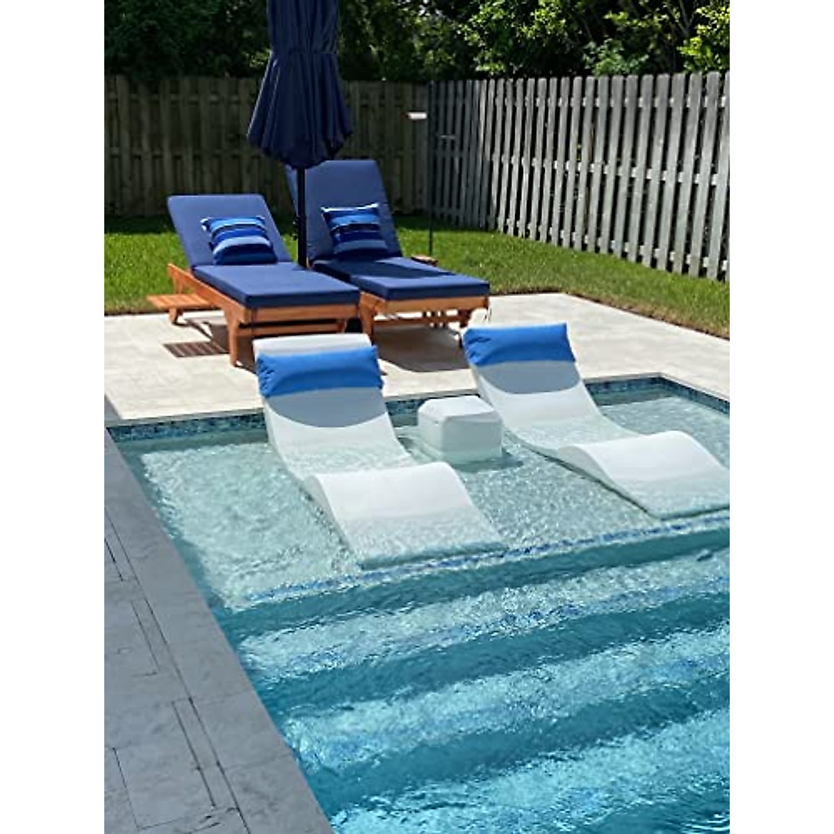 Aqua Outdoors - in-Pool Chaise Lounger - Inside Pool & Sun Shelf Lounge Chair - Designed for Water Depths Up to 9” - Compatible with All Pool Types - Poolside & Sun Deck Tanning - Classic White