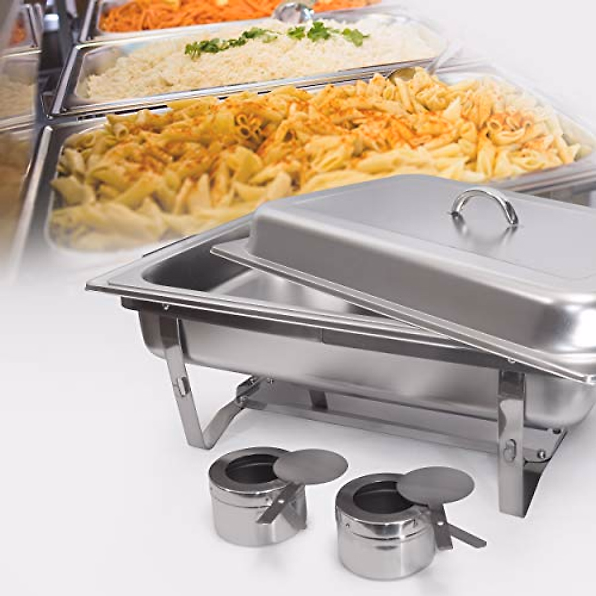 ExcelSteel Kitchenware Dinner Perfect for Banquets, Buffets, Parties 9-Quart Heavy Duty Rectangular Stainless Chafing Dish Set, 9 qt
