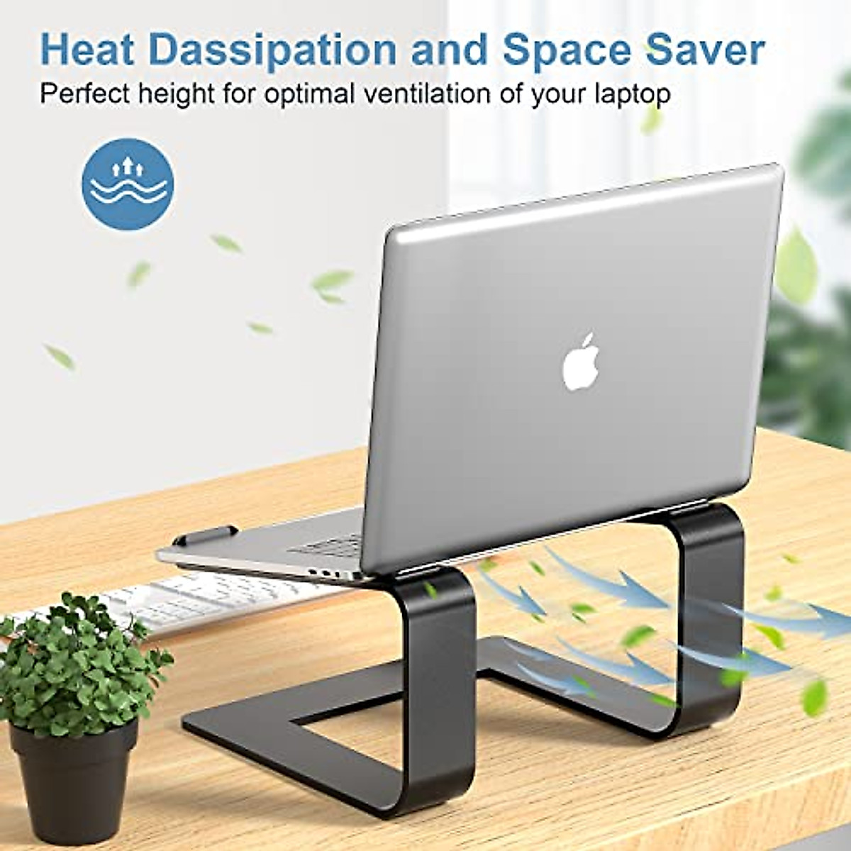 pericat Laptop Stand for Desk, Ergonomic Aluminum Computer Stand for Laptop, Detachable Laptop Riser Compatible for Mac Air Pro, Dell XPS, HP, Lenovo More 10-15.6" Laptops, Black