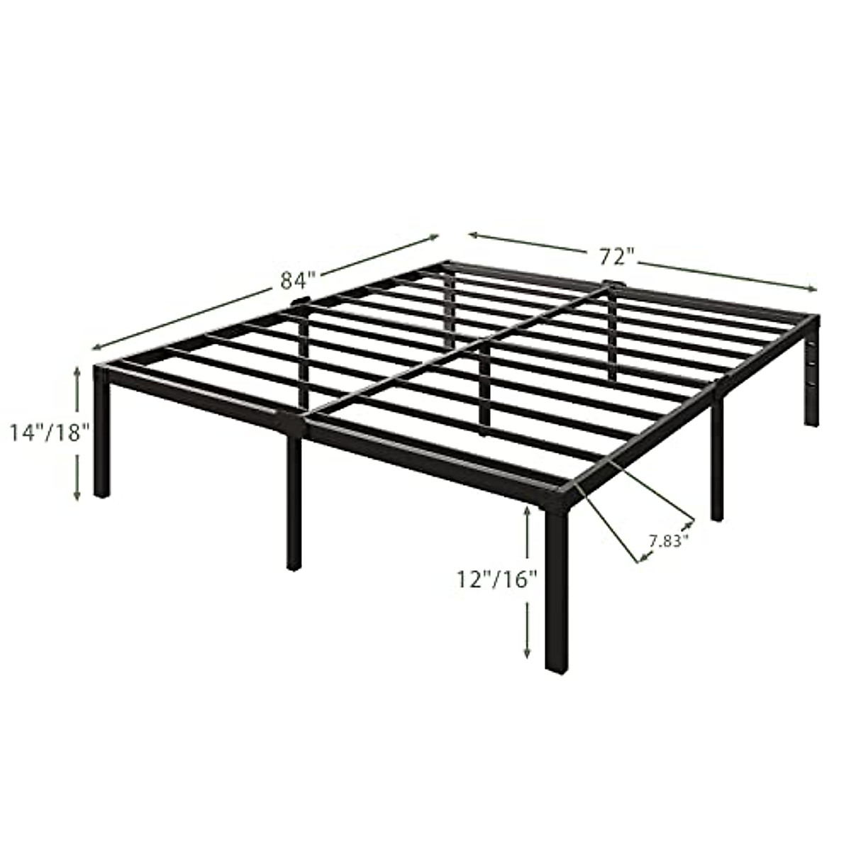 California King Bed Frames 18 in Heavy Duty Tall Metal Cal King Platform Mattress-Foundation Support up to 3000Lbs No Box Spring Needed Easy Assembly Under Bed Storage Noise Free.XTFei