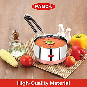 PANCA Tea Pan Stainless Steel Copper Bottom Sauce Pan Milk Pan Tapeli Patila Induction Base 1.5 Litre Sauce Pot Milk Boiler with Handle (1500 ml)