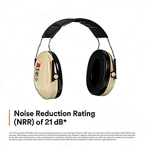 3M Peltor H6AV Optime 95 Over the Head Noise Reduction Earmuff, Hearing Protection, Ear Protectors, NRR 21dB, Ideal for Machine Shops and Power Tools, Beige
