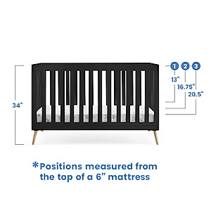 Delta Children Essex 4-in-1 Convertible Baby Crib, Ebony with Natural Legs