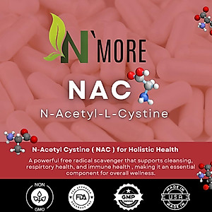 N'More N-Acetyl-Cysteine (NAC) 600 Mg 60 Veggie Capsules Non-GMO, Gluten Free
