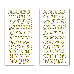 Tassel Toppers Peel and Stick Glitter Alphabet Letter Stickers for Grad Cap - Assorted Colors (Gold)
