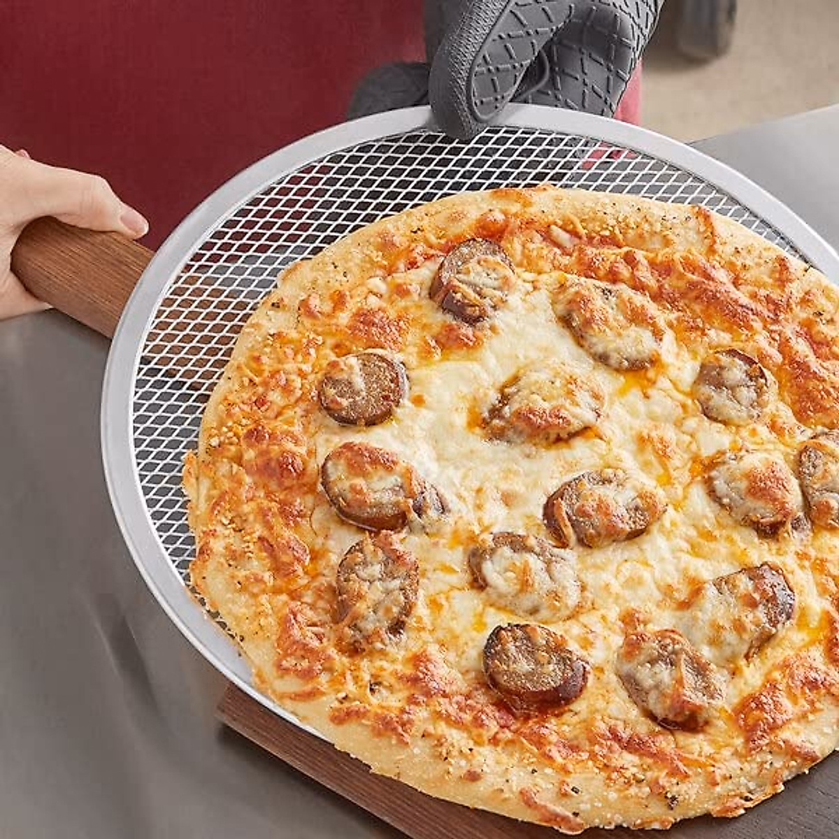 Bits N Things Pizza Screen 10 inch Seamless Round, 2 Pack Aluminum Mesh Pizza Screen, Baking Tray for Home Kitchen Restaurant