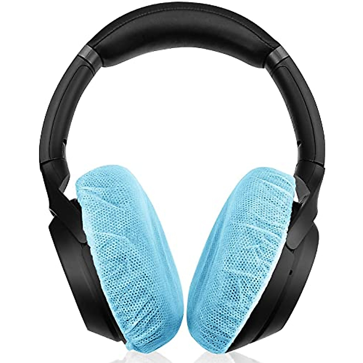 Tvoip 100Pcs Blue Non-Woven Sanitary Headphone Ear Cover, Disposable Super Stretch Covers Washable, for Most On Ear Headphones Earpads ( 9cm / 3.54 Inch)
