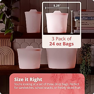 Greater Goods Reusable Silicone Containers for Food Storage, BPA- Free, Microwave, and Oven Safe, Pink, 24 Oz (1 Set of 3)