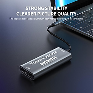 Papeaso Video Capture Card, Video Recording Card Wonderful 4K HDMI to 1080P USB C for Gaming Streaming TV Recorder, for Windows Mac OS System with USB C Adapter to Adjust PS4, Switch, Xbox1