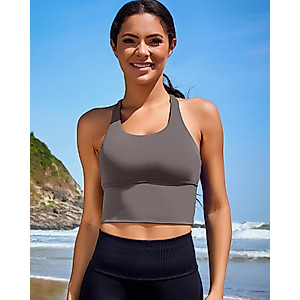 XUNYU Women Sports Bras Longline Fitness Crop Tops Tank Gym Camisole Strappy Criss Cross Yoga Workout Running Shirts