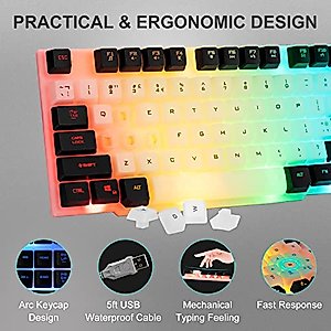 RGB Gaming Keyboard and Mouse Combo-CHONCHOW LED Backlit Wired Keyboard DPI3600 USB Mice with Mechanical Feeling Keys Rainbow Breathing Emitting Character Compatible with PS4, X Box,PC,Laptop