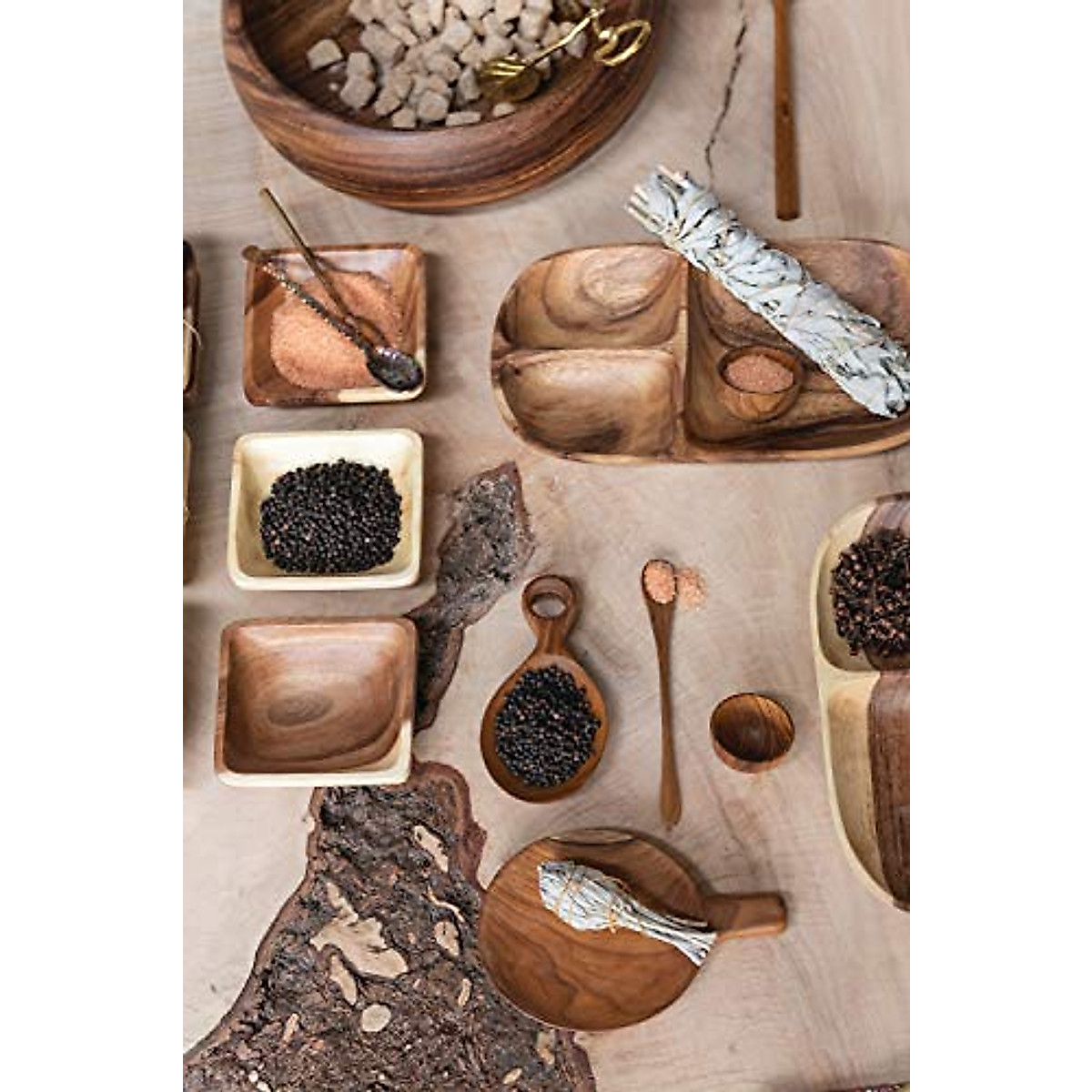 Creative Co-Op DF3141 Divided 3-Section Wood Serving Tray, Brown