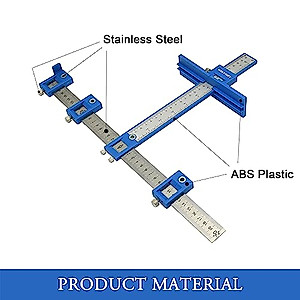 BAYTORY Upgrade Cabinet Hardware Jig Punch Drill Guide Locator for Installation of Drawer Pull Handle Knob, Wood Door Adjustable Drilling Doweling Template Tool with Storage Bag (Plastic Blue)