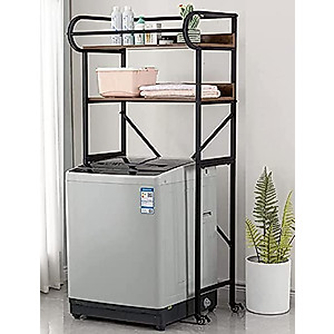 Piklomo 2-Tier Bathroom Room Shelf Washing Machine Storage Utility Rack Over The Toilet Washer Dryer Storage Shelf Bathroom Organizer Rack Space Saving Shelving Units