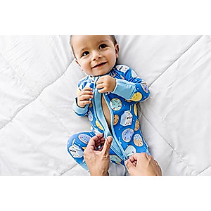 Little Sleepies Baby Boy Pajama, Viscose from Bamboo Zippy PJs, Blue Cookies & Milk, 6-12M