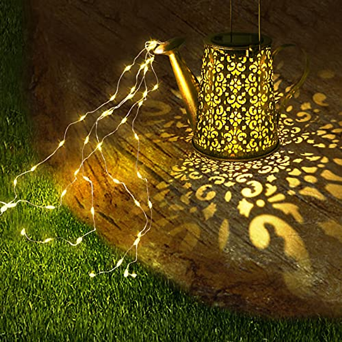 Anordsem Solar Outdoor Lights Garden Decorative-Waterproof Solar Watering Can with Lights and Solar Firework Lights for Yard Lawn Patio Pathway Courtyard Party Decorations Gardening Gifts