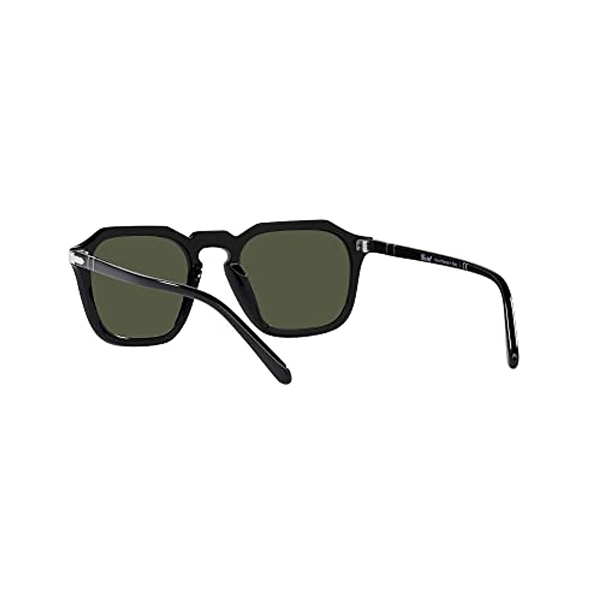 Persol PO3292S Square Sunglasses, Black/Green, 50 mm