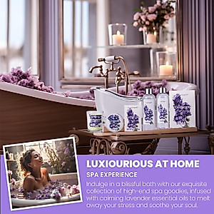 Gift Set for Women Body & Earth Gifts for Women Lavender Gift Baskets For Women Bath Sets for Women Gift with Bubble Bath Body Lotion Scented Candle Valentines Day Gifts for Her Bath Gifts for Women