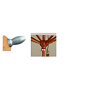 California Umbrella 9' Round Hardwood Frame Market Umbrella, Stainless Steel Hardware, Push Open, Pacifica Pacific Blue