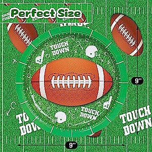 DECORLIFE 2023 Football Party Supplies for 30 Guests, 9 Inch Football Paper Plates, Perfect for Kid's Birthday and Football Party Decorations