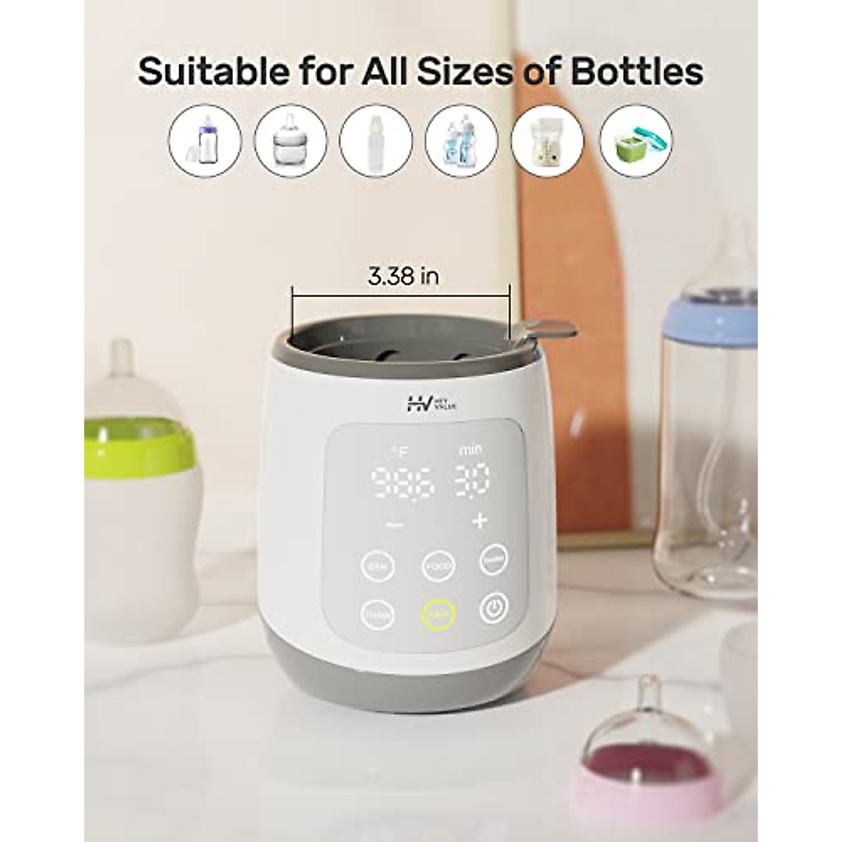Bottle Warmer, Baby Bottle Warmer 10-in-1 Fast Baby Food Heater&Thaw BPA-Free Milk Warmer with IMD LED Display Accurate Temperature Control for Breastmilk or Formula for Bottles
