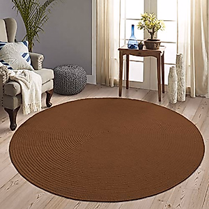 SUPERIOR Reversible Braided Indoor/Outdoor Area Rug, 4' Round, Cocoa