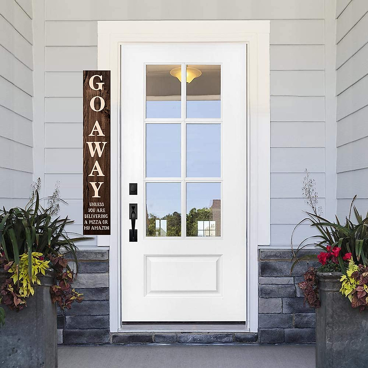 UFceLl,Tall Outdoor Go Away Sign for Front Porch,8 in. W x 48 in. H Hanging Porch Sign,Rustic Craft Wooden Porch Sign Decorations for Home Home Decor,48 x 8