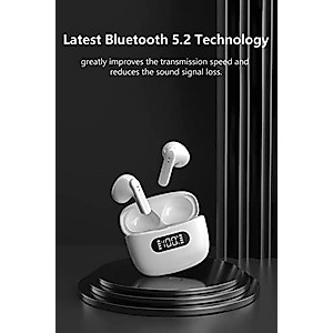 Bluetooth Headphones Wireless Earbuds for iPhone/Android, Noise Cancelling Immersive Waterproof Wireless Earphones with Charging Case Compatible with iPhone 14/13/12/11/SE/X/8/7/iPad/Android - White
