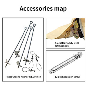 10'x 17'Heavy Duty Portable Carport Car Garages Shelters, 8 Steel Legs, White, Waterproof
