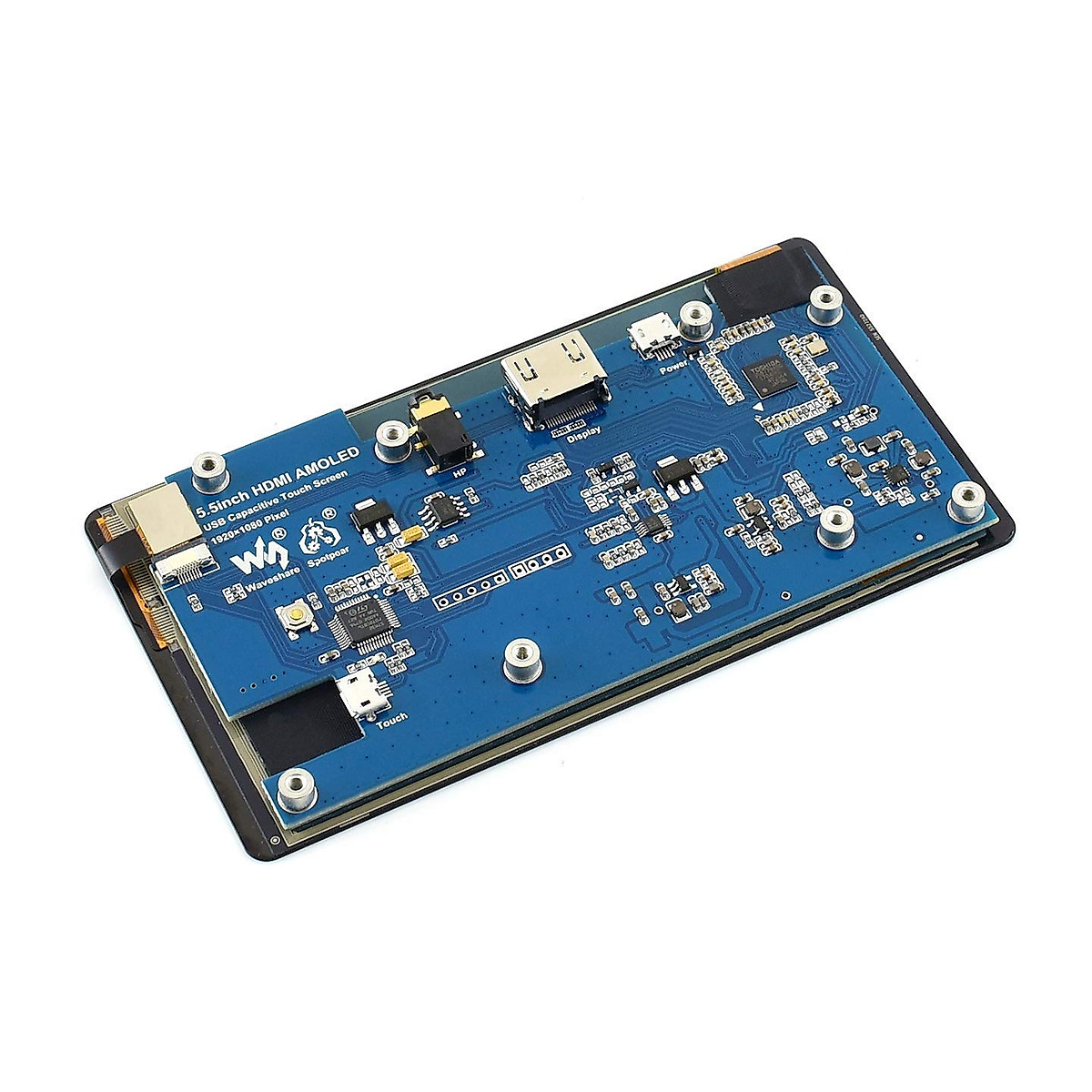 waveshare 5.5 inch HDMI AMOLED Display 1920x1080 Resolution Monitor Capacitive Touch Screen with Toughened Glass Cover for Raspberry Pi/Jetson Nano/PC Support Multi Systems