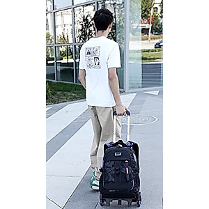 ETAISHOW Camo Rolling Backpack for Boys Kids Backpack with 6 Wheels Wheeled School Bag Trolley Bookbag