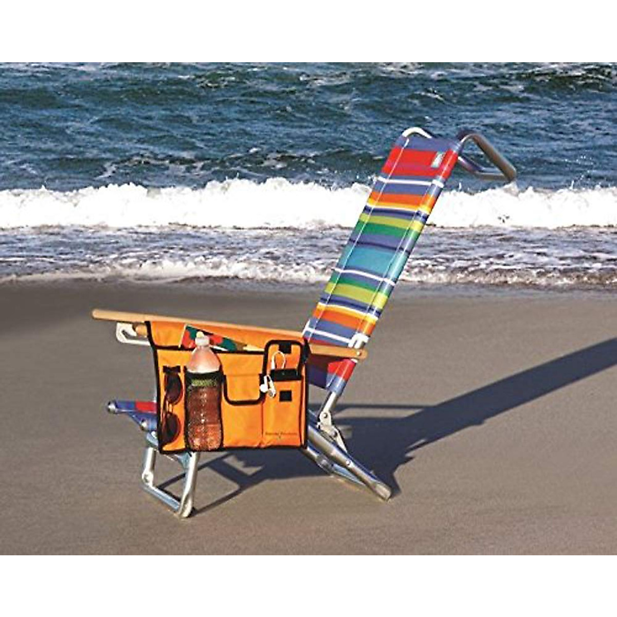 Beach Chair Armrest Bag Handy Pockets Shoreline Tote Bag Outdoor Chair Organizer Hanging Storage Bag Pouch Shoulder Side Bag for Camping (Black)