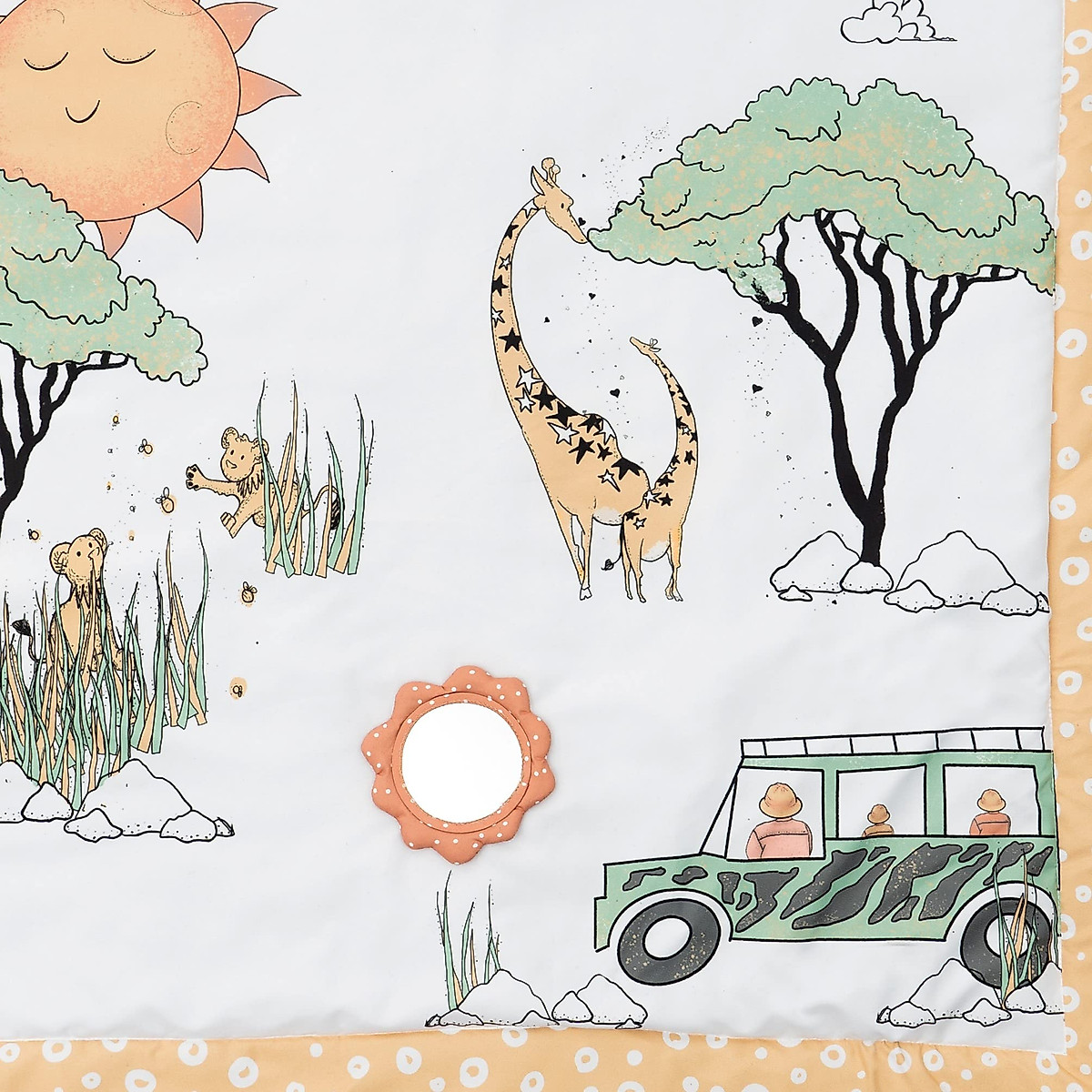 JumpOff Jo - Baby Gym Activity Center & Washable Play Mat - Includes 5 Early Development & Sensory Toys – Ideal for Infants Ages 3 Months or Older - Tiny Dino Blue