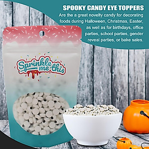 Spooky Eye Toppers - 4 oz Resealable Stand Up Candy Bag - Edible Baking Decorations - Funny White Googly Eyes for Cupcakes, Cakes, Cookies, Brownies - Halloween, Easter, and Edible Art Project Candy