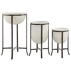 FirsTime & Co. White Meriwether Outdoor Planter 3-Piece Set Indoor or Outdoor Raised Flower Pot for Garden, Patio, Balcony, Metal, 16.75 x 16.75 x 29 inches