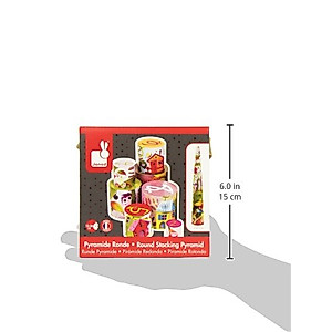 Janod Magic Tree Round Stacking Pyramid Toy – Nested Cube Set in Carrying Case – 10 Blocks Stack to Almost 3' Tall to Create A Magical Beanstalk – Great for Learning Tocount Numbers – Ages 1+