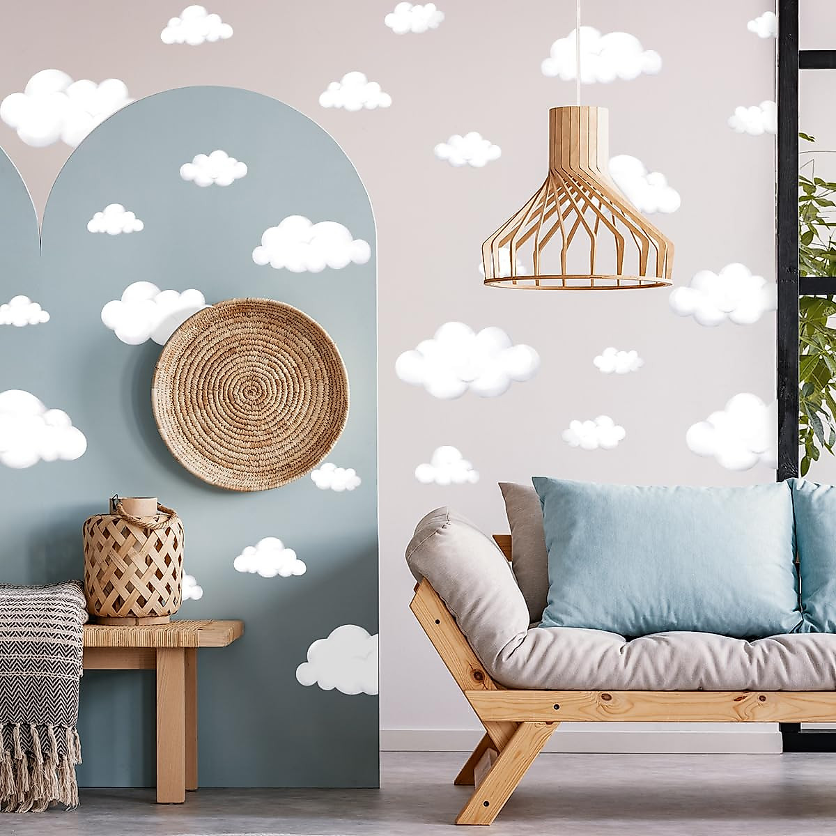 Watercolor Clouds Wall Decals - Boho Cloud Wall Stickers for Baby Boys or Girls Room Decor, Cloud Wall Stickers Removable，Cloud Wall Nursery Playroom Decor.