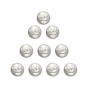 10 Replacement Belly Ring Clear Swarovski cz gem Top Ball Balls 5mm Silver 10pcs Navel Button Piercing bar Body Jewelry 14g