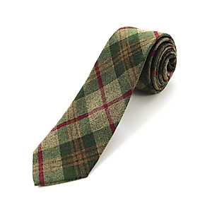 JEMYGINS 2.4" Mens Cotton Skinny Tie Plaid Cashmere Wool Necktie (18)